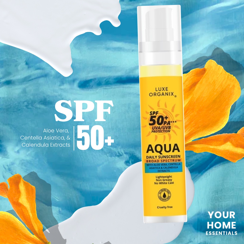 ﹍Luxe Organix Spf 50+ Pa*** Uva/Uvb Protection Aqua Daily Sunscreen ...