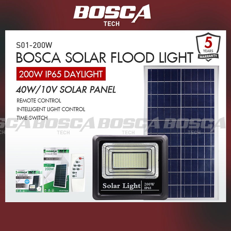 BOSCA 5 years WARRANTY 200W SOLAR LED OUTDOOR FLOOD LIGHT street lamp ...