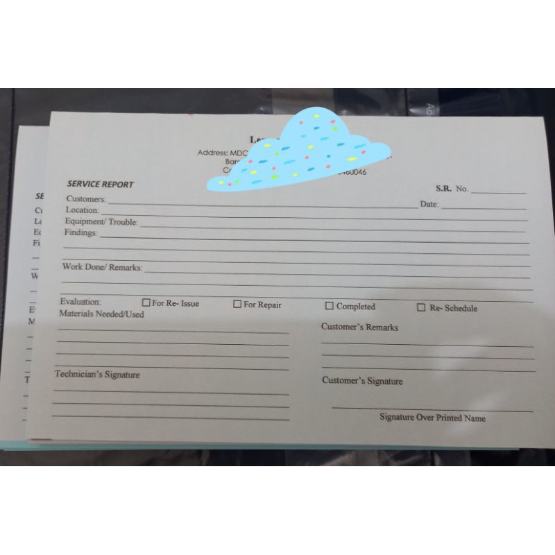 2 pads service report form carbonize/ordinary customized/generic. 1/2 ...