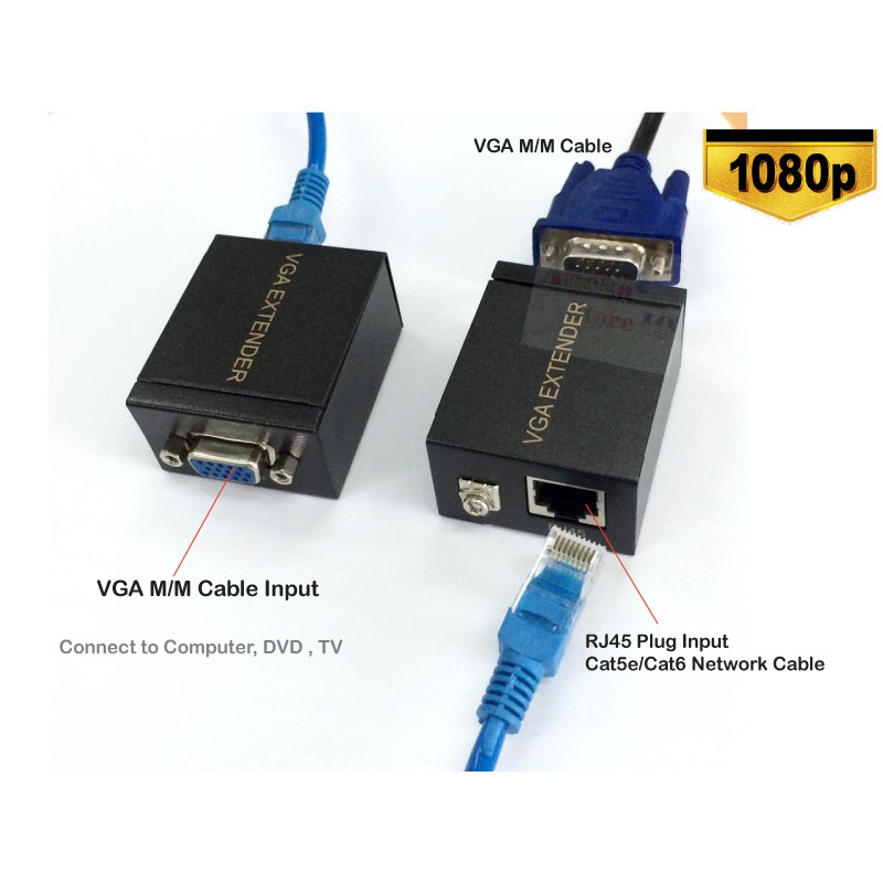 VGA Extender Transmit Over Cat5e Cat6 VGA Signal Convert by Single ...