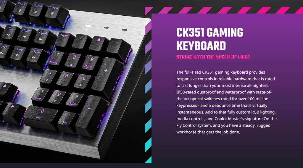 Cooler Master CK351 RGB Brown Switch USB Wired Mechanical Gaming ...