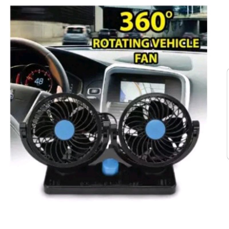 usb dual headed vechicle air fan two speed 12v 360 degree ratating fan ...