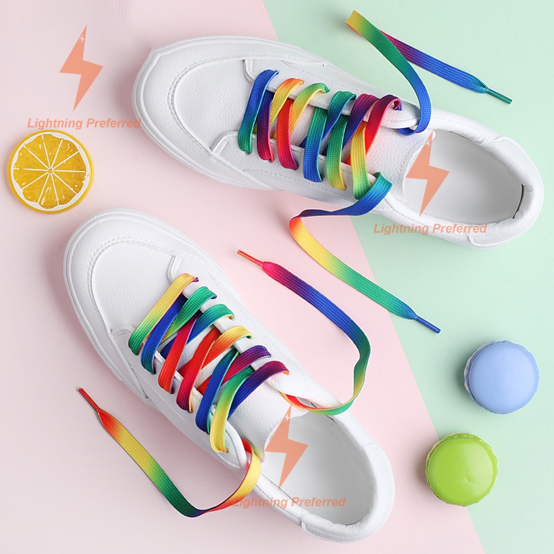 3 Pair Colorful Shoelace Rainbow Gradient Printing Webbing | Shopee ...