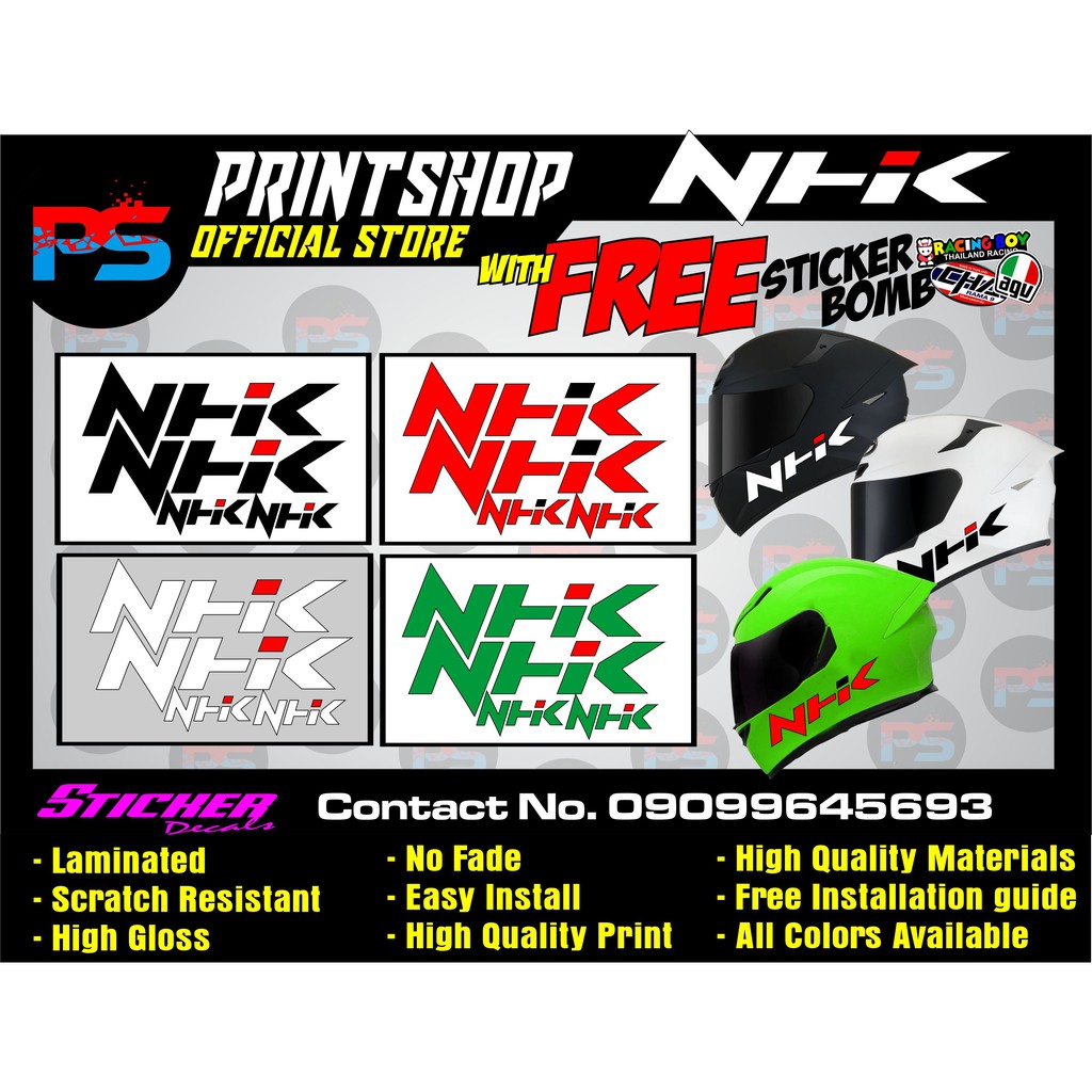 NHK Helmet Sticker Decals Cut-out Durable and easy to Install ...