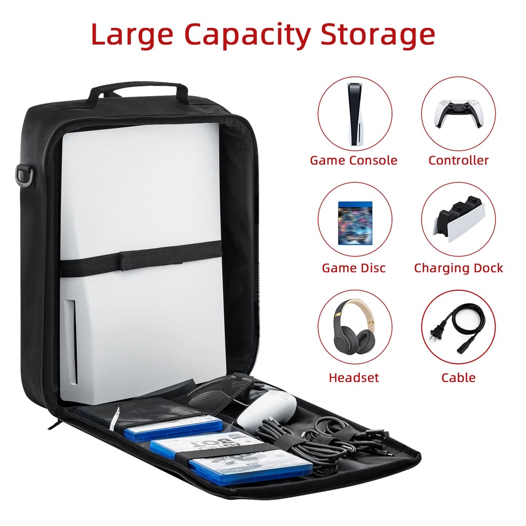 Mcbazel Multifunctional Game Console Backpack Storage Bag for PS5/PS5 ...