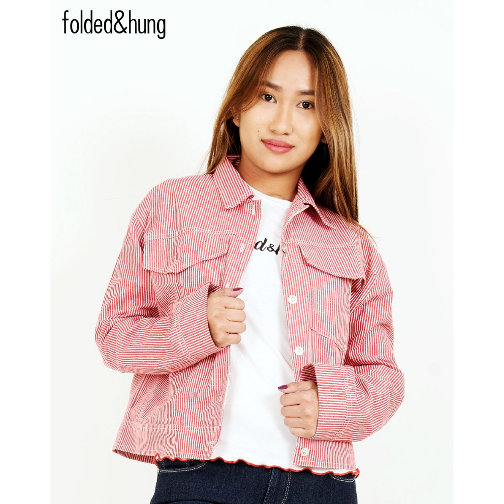 Folded and Hung Striped Jacket with Oversized Pockets L9HPTO07R ...