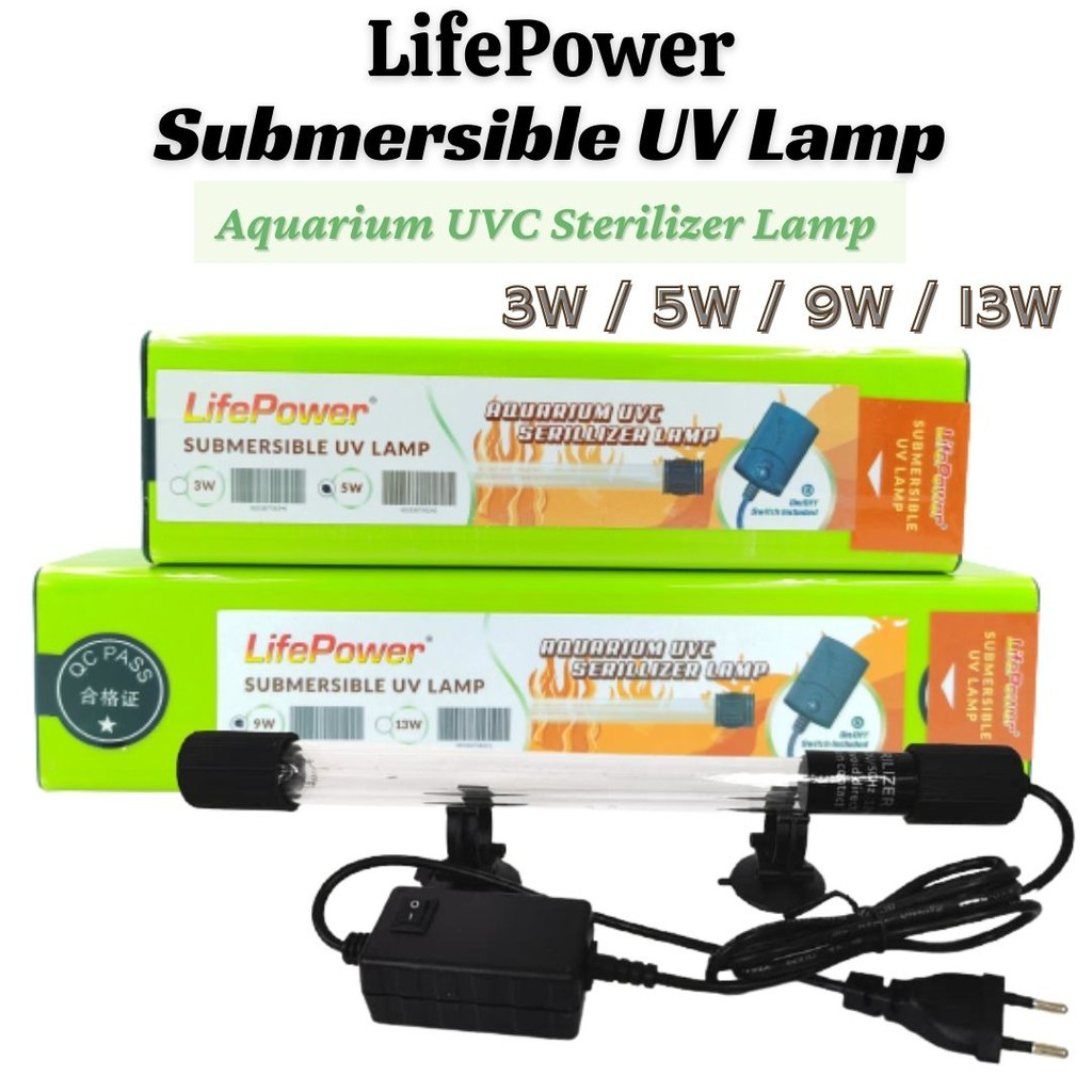 LifePower Submersible UV Lamp Aquarium UVC Sterilizer Lamp Life Power (3W/5W/9W/13W) | Shopee ...