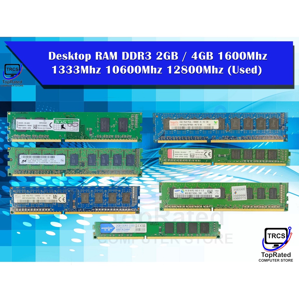 Desktop RAM DDR3 2GB / 4GB 1600Mhz 1333Mhz 10600Mhz 12800Mhz (Used ...