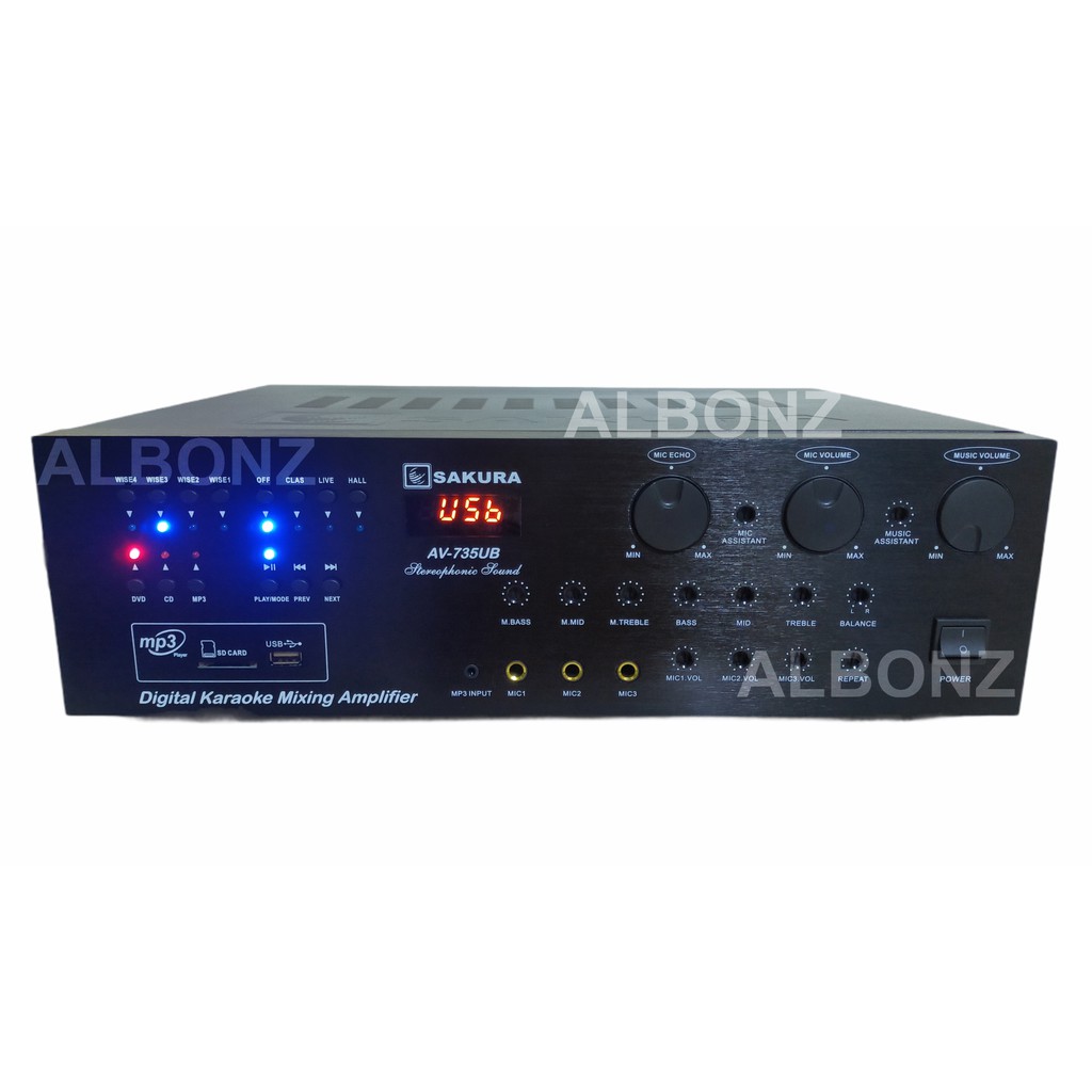 Sakura AV-735UB (700W x 2) (ORIGINAL) Digital Karaoke Mixing Amplifier ...