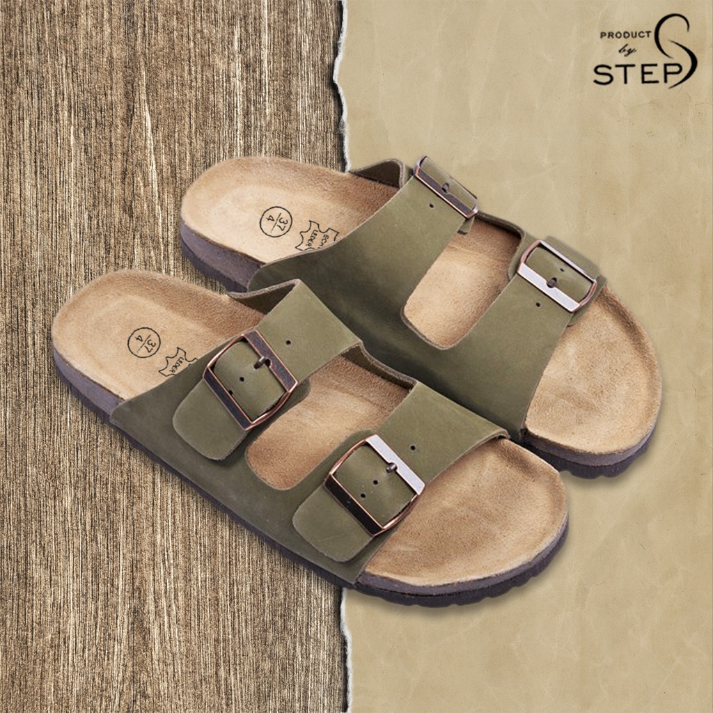 Unisex rice husk sole sandals in GROSS leather with 2 buckle straps | Shopee Philippines