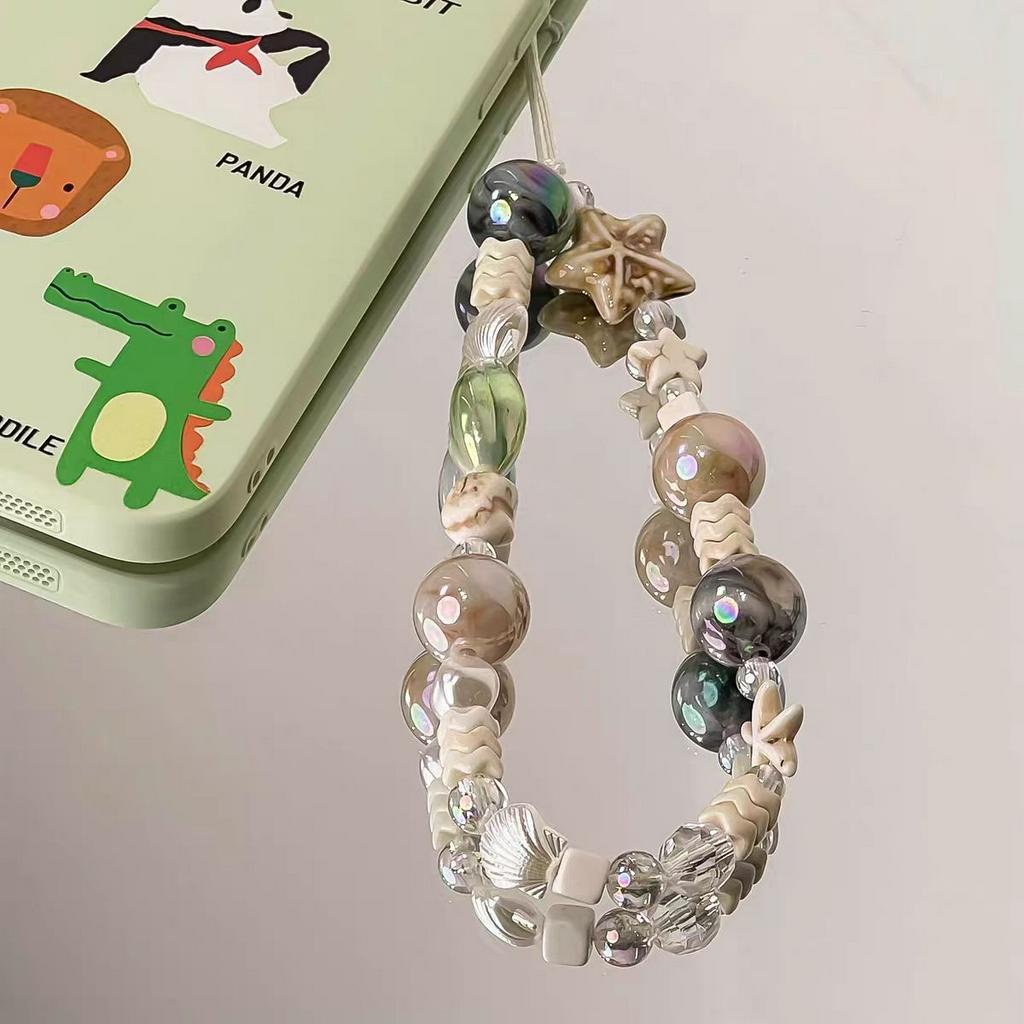 Starfish shell mobile phone pendant DIY handmade beads short mobile ...