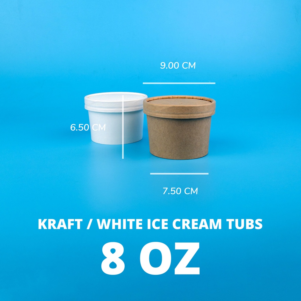[8/12/16 OZ] Kraft/White Paper Tubs / Ice Cream Tubs (10 PCS) | Shopee ...