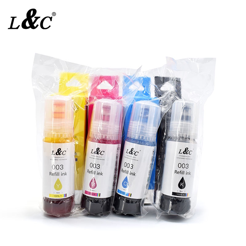 L&C Refill ink 003 Ink Set Dye Ink For Inkjet Printer L3110 L3150 L3116 ...