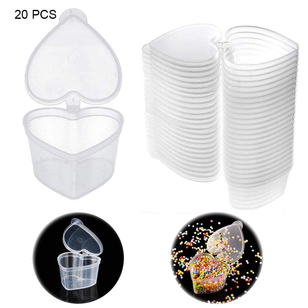 Slime Containers Heart-Shaped Clear Plastic Storage With Lids For 20g ...