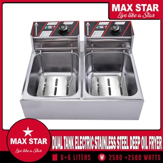 Max Star Double Deep Fryer Electric Stainless Steel Deep Oil Fryer ...