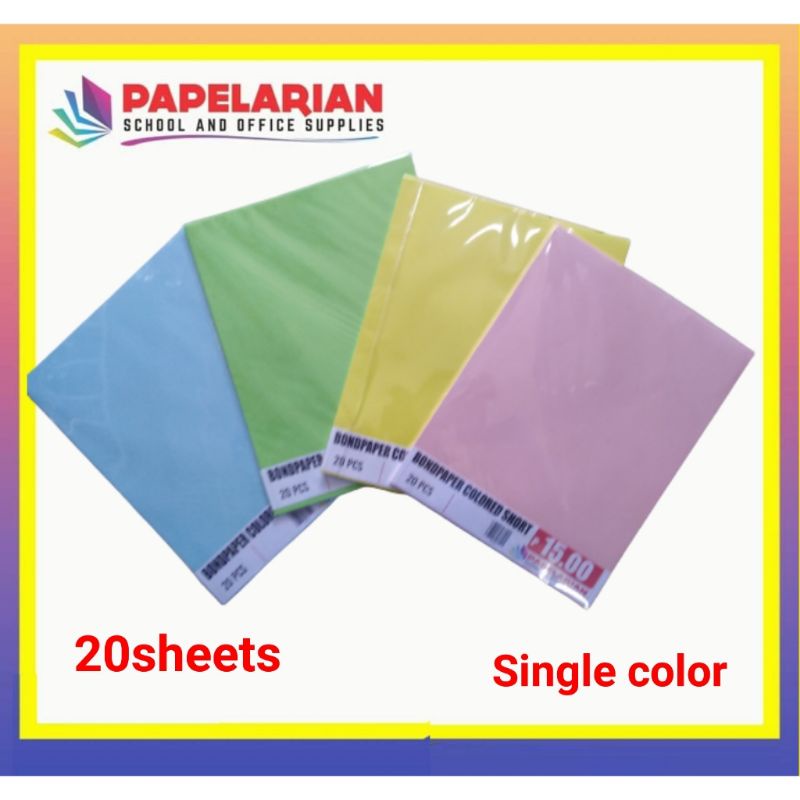 COLORED BONDPAPER SHORT PACK BY 20SHEETS | Shopee Philippines