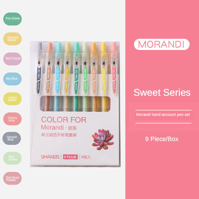9Pcs/Set Morandi Pen Press Type Colored Ballpoint Pen | Shopee Philippines