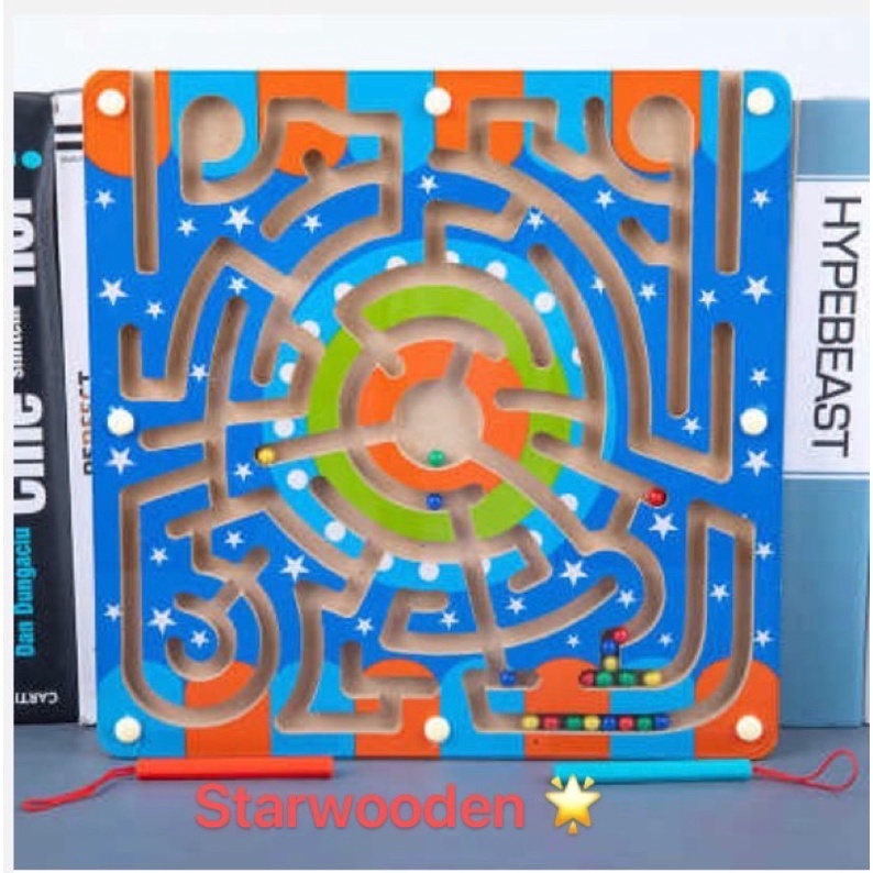 Wooden Magnetic Maze Toys Board Games Educational Activity Fine Motor ...