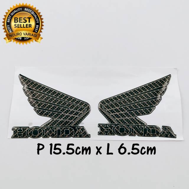 HITAM 3d embossed emblem, HONDA WINGS logo, BLACK CARBON, best quality ...