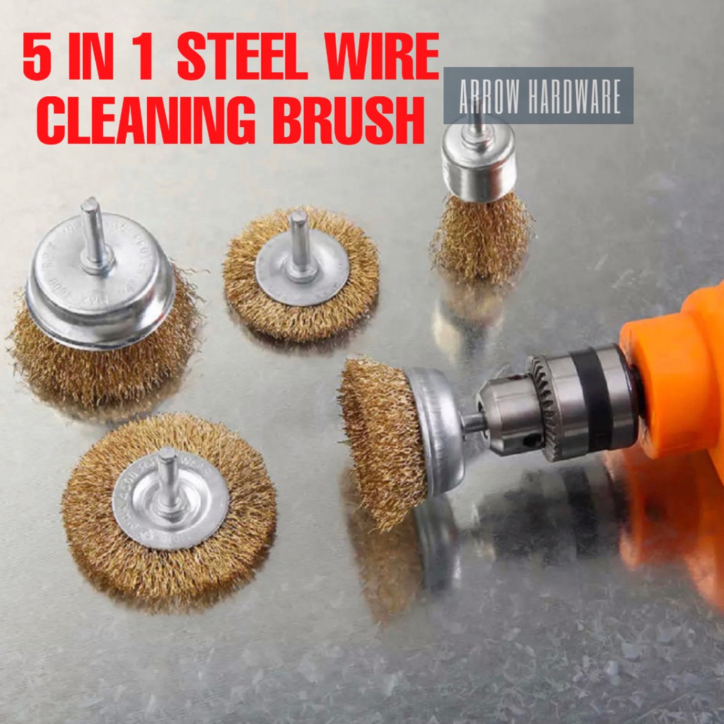 3/5pcs Steel Wire Polishing Wheel Grinder Cleaning Brush Tool Gold Tone ...