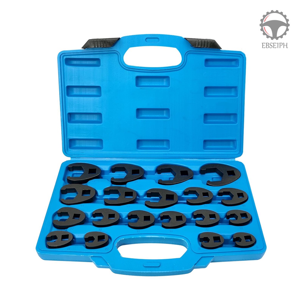 3/8'' and 1/2'' Drive Crowfoot Flare Nut Wrench Set, 19Pcs Metric Tool ...