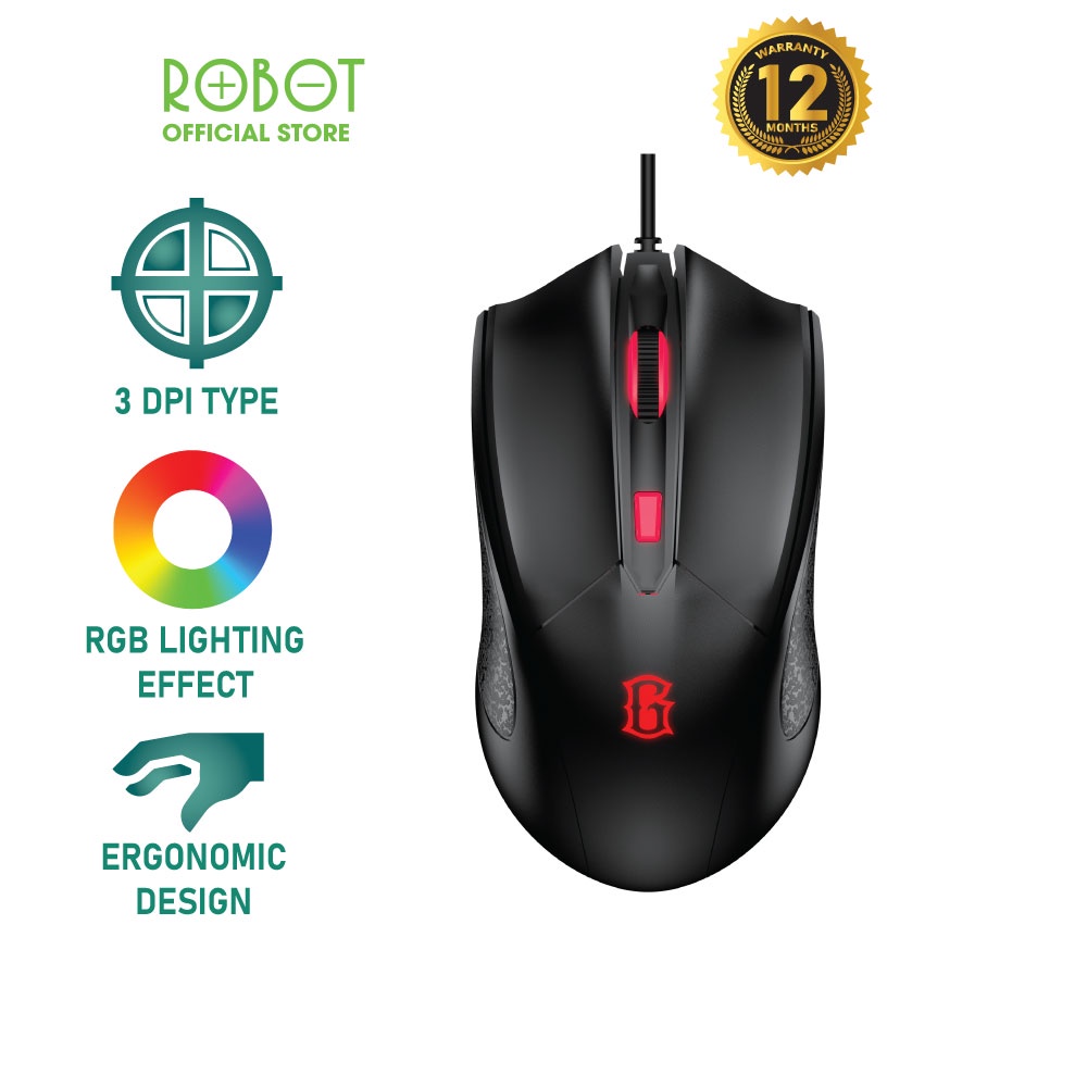 Robot GAMEN GM100 Wired Gaming Mouse 2000 DPI RGB Backlight Gaming for ...