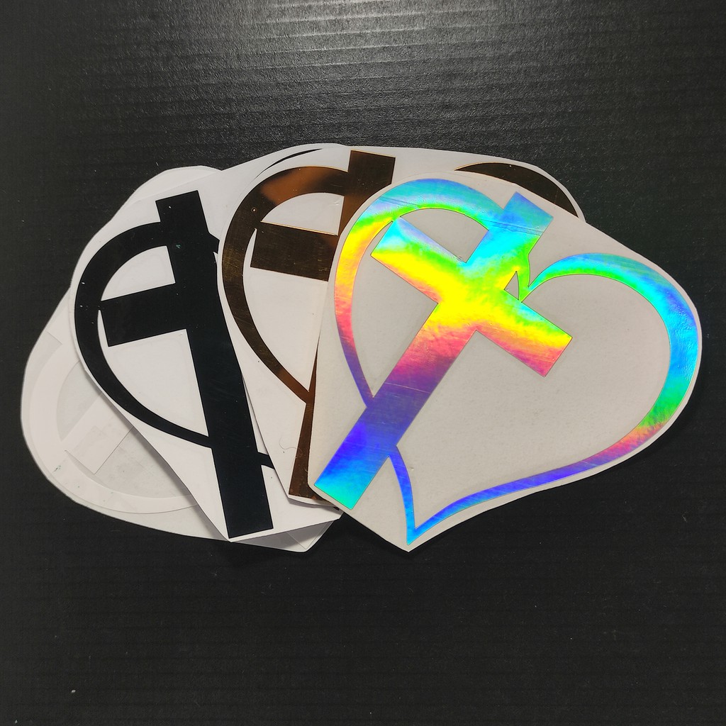 JESUS CROSS Sticker Decal Hologram Gold Chrome Yayamanin Christian ...