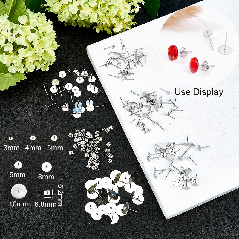 BeeBeecraft 100~1000pcs Earring Pins 304 Stainless Steel Stud Earring ...