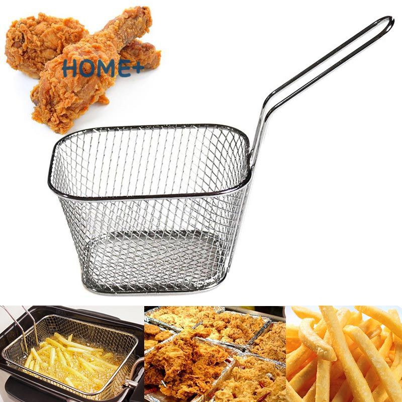 Mini Frying Basket Mesh Stainless Steel Square Block French Fries Chips ...