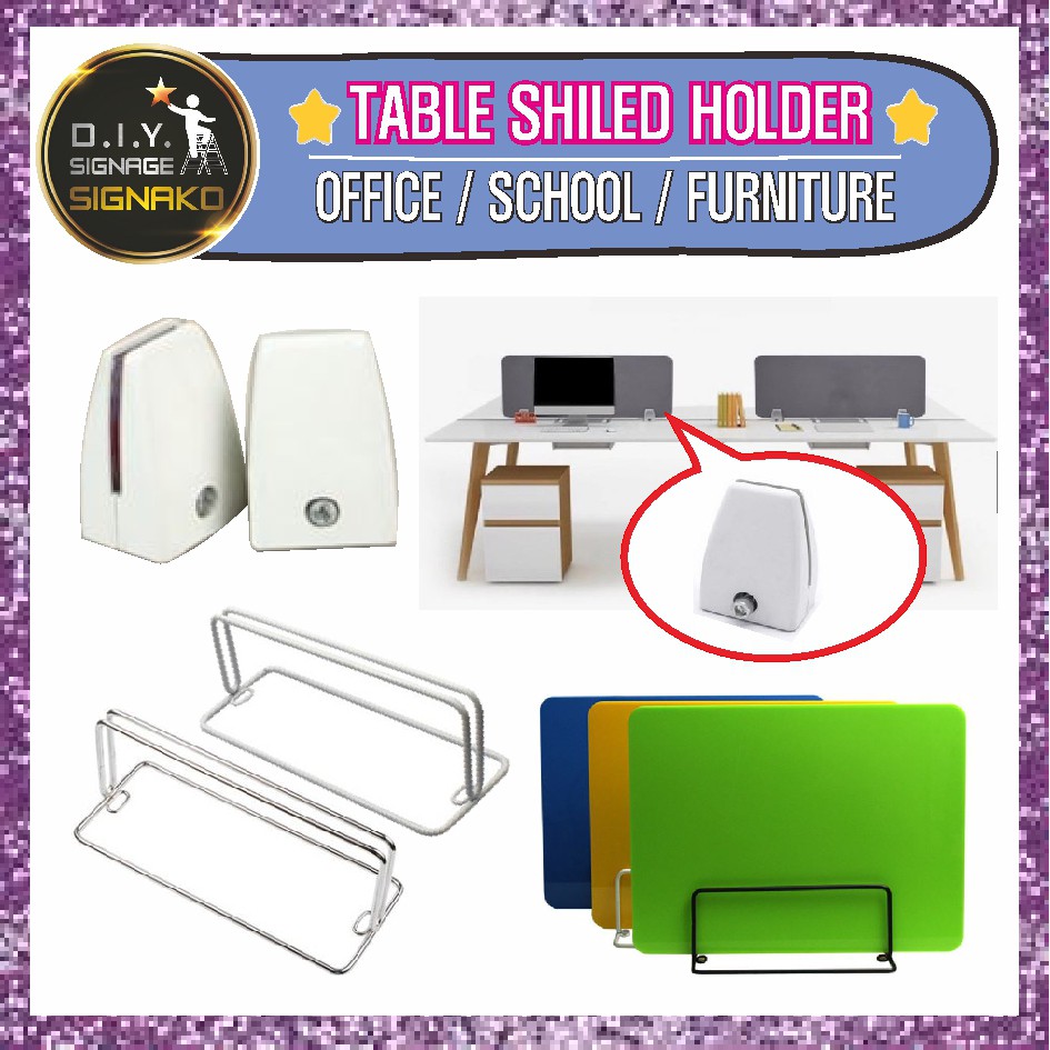 Table Shield Holder / Divider Bracket White Clamp Acrylic Partition ...