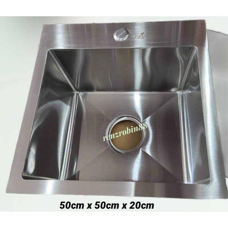 50cm x 50cm kitchen sink matte stainless brushed gold Nano black 304 ...