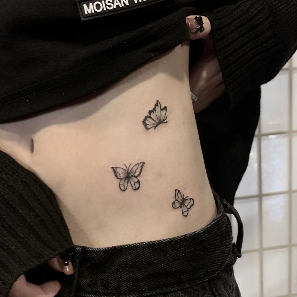 Dark Butterfly Tattoo Paste Waterproof Female Arm Girl Heart Chest Sexy ...