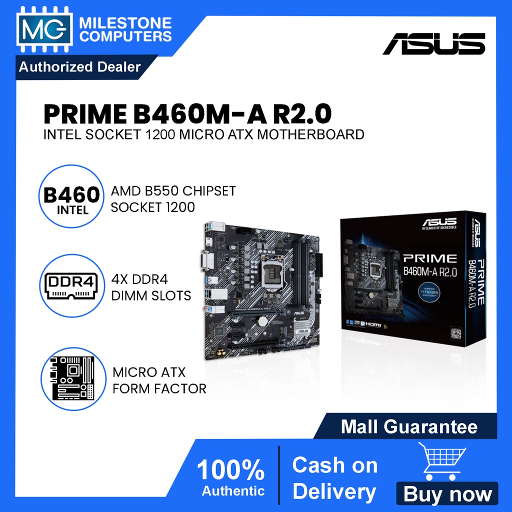 Asus Prime B460M-A R2.0 (Socket 1200) Ddr4 Micro ATX Motherboard ...