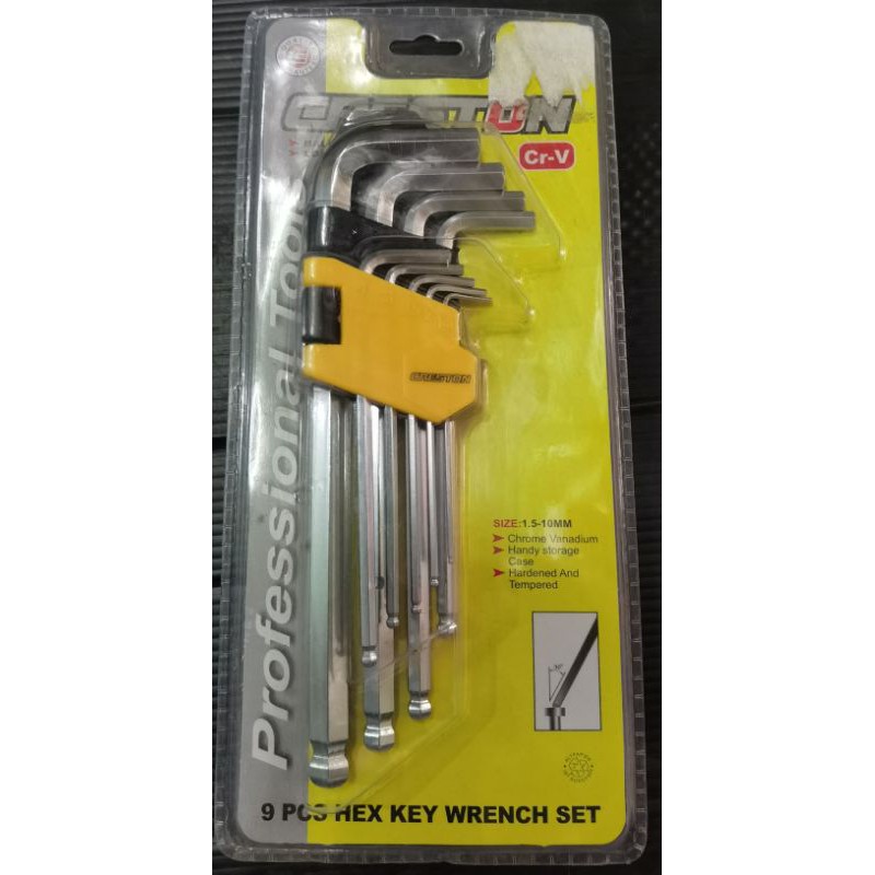 Creston Professional Tools 9pcs Hex Key Wrench Set or Allen Wrench set ...