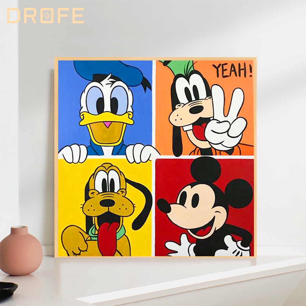 DROFE Diy Painting By Numbers Mickey Mouse Donald Duck 20x20cm 30x30cm ...