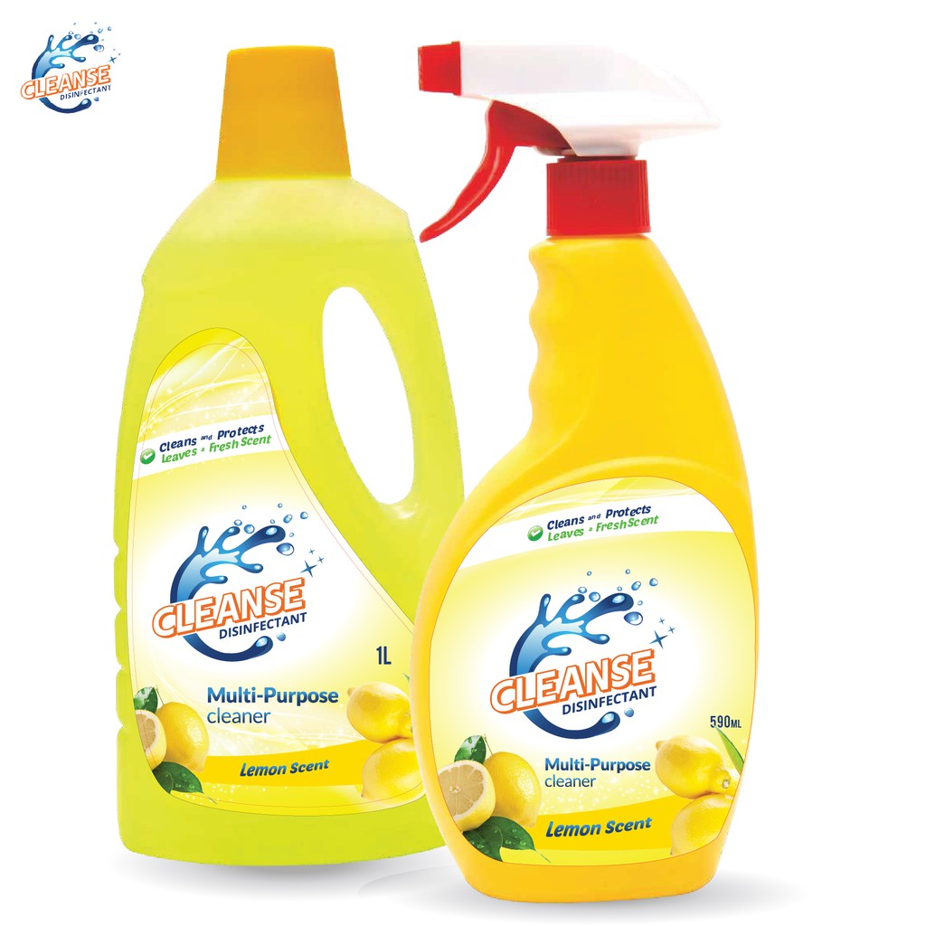 Cleanse Disinfectant Multi-Purpose Cleaner 1Pc 590ML Spray & 1Pc 1L ...