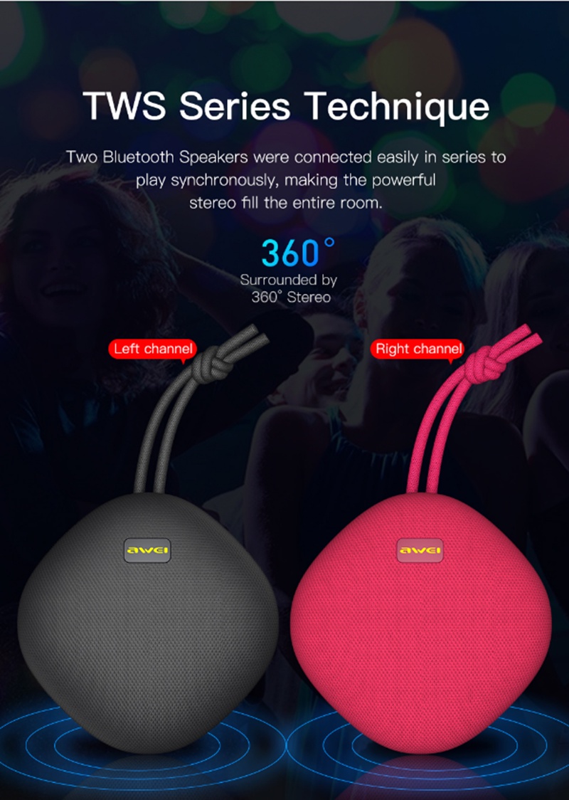 Awei Y336 Tws Ipx7 Waterproof Bluetooth Mini Wireless Speaker | Shopee ...