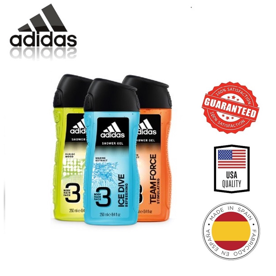 a d i d a s 3in1 (Body,Hair,Face) Shower Gel Body Wash 400 mL / 250mL ...
