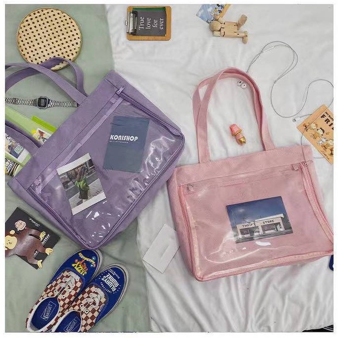 single side Clear Ita Bag Mise Note Bag Badge Keychain Rough Harajuku ...