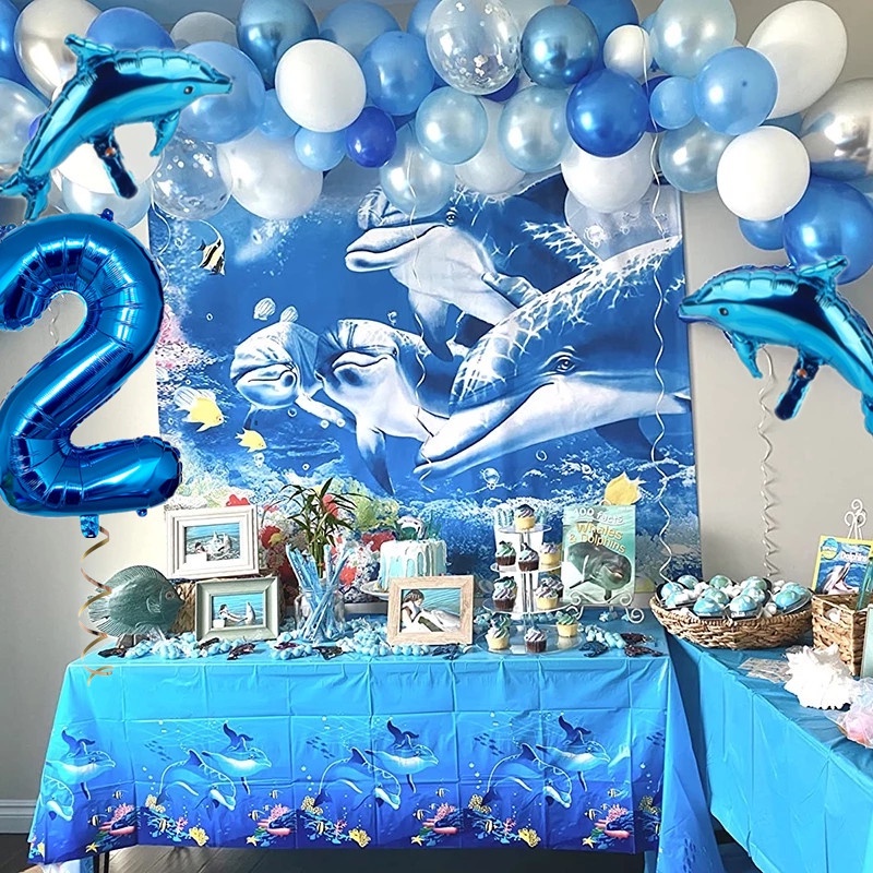 1 Set Ocean Themed Balloons party decorations Shark Foil Balloons Blue ...