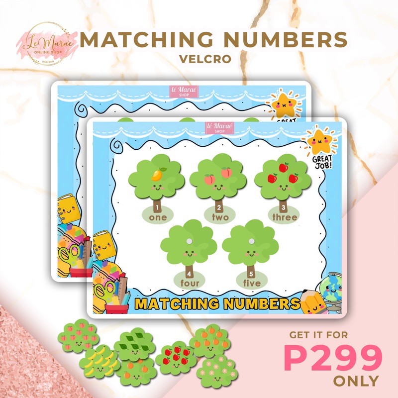 Le Marae Shop - Velcro Worksheets | Busy Book | MATCHING NUMBERS TREES ...