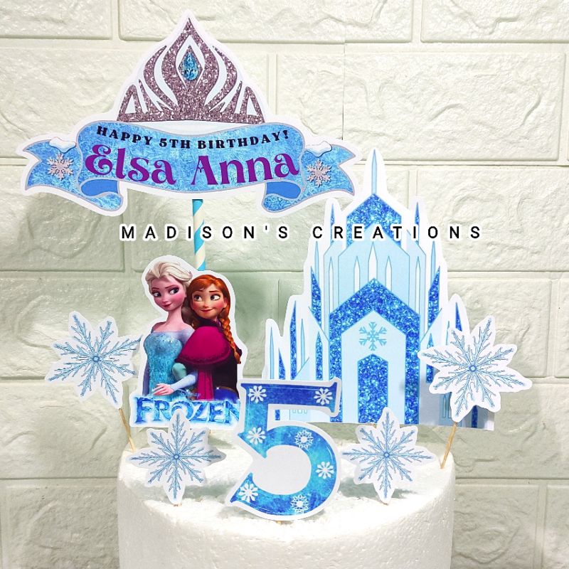 Frozen Big Castle Elsa Anna Cake Topper/Banner Backdrop Set(Personalize ...