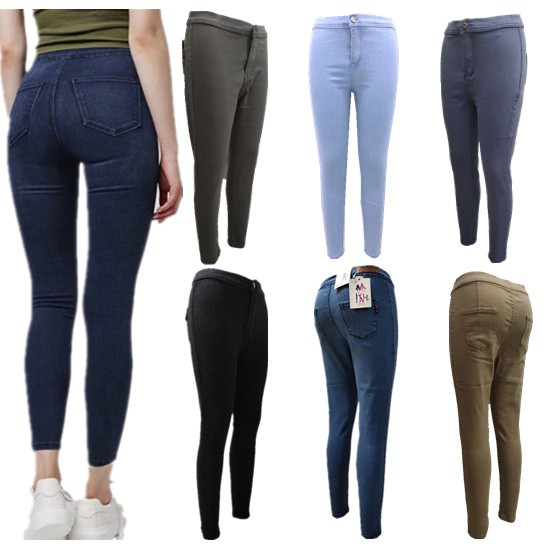 GB03 New High Waist Skinny Maong Pants Semi Stretchable 6 Colors Skinny ...