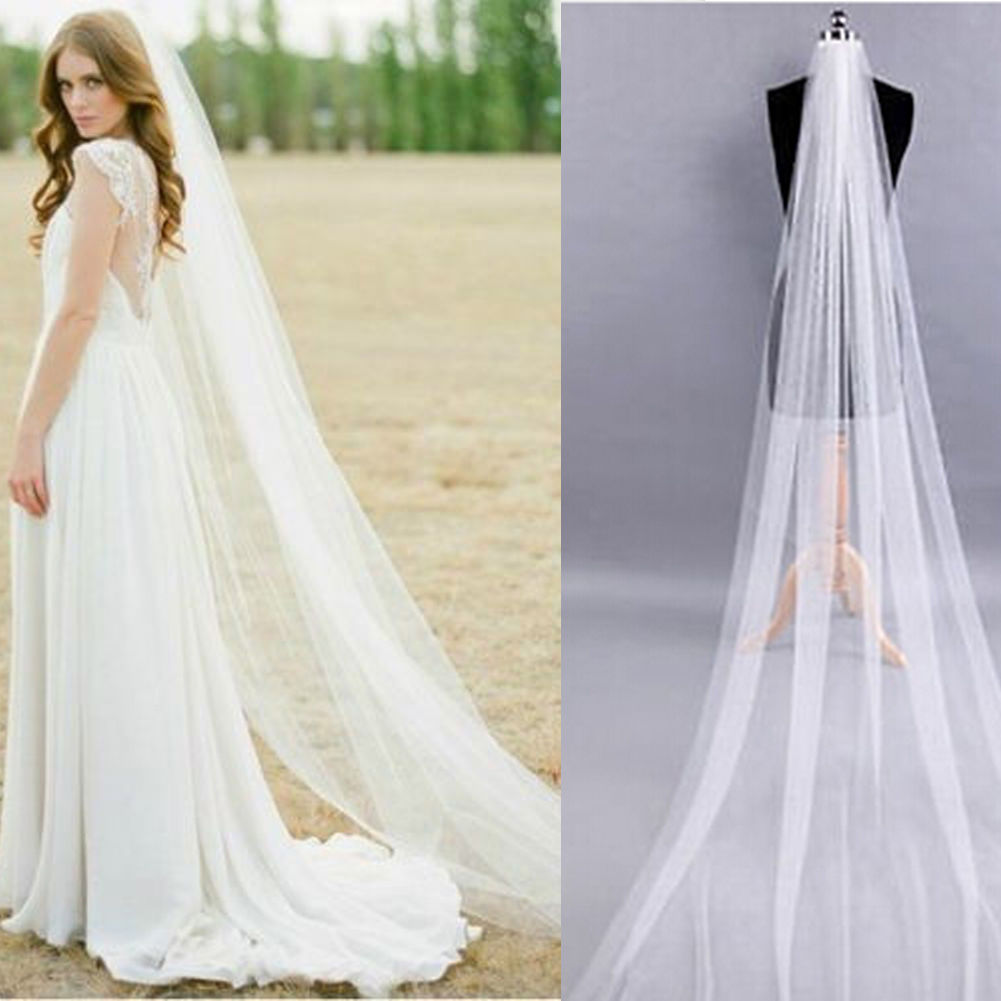 White/Ivory 2M Long Prom Gown Cathedral Length Bridal Wedding Veil ...