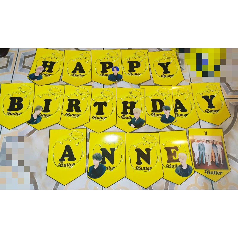 Happy Birthday Banner BTS Butter Theme Customized | Shopee Philippines