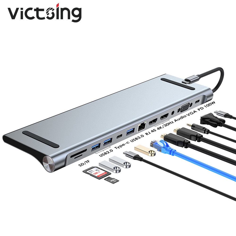 12 In 1 Laptop Docking Station Type C Hub Hdmi 4k Usb 30 Vga Pd Sdtf For Macbook Shopee