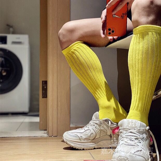 Terry Cotton Men's Socks DM Sports Solid Color.Breathable High-Top ...