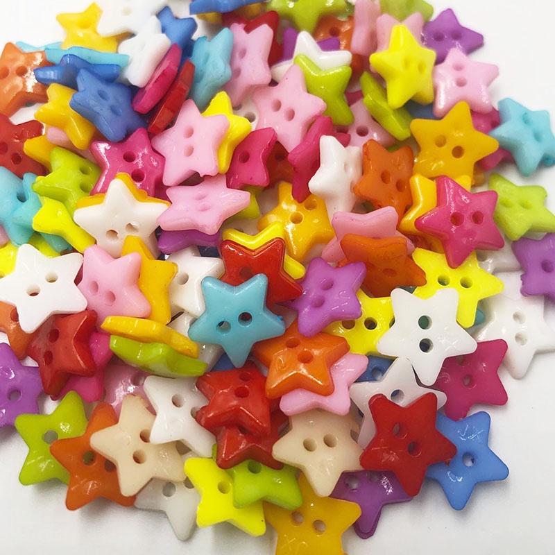 100Pcs Mixed Resin Star 2 Hloes Buttons fit Sewing and Scrapbooking ...