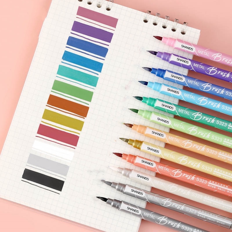 12 colors Double-ended color soft-tip pen | Shopee Philippines