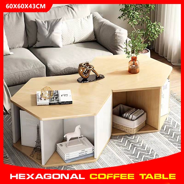 2in1 Center Table Hexagon Style Center Table Mordern Table | Shopee ...